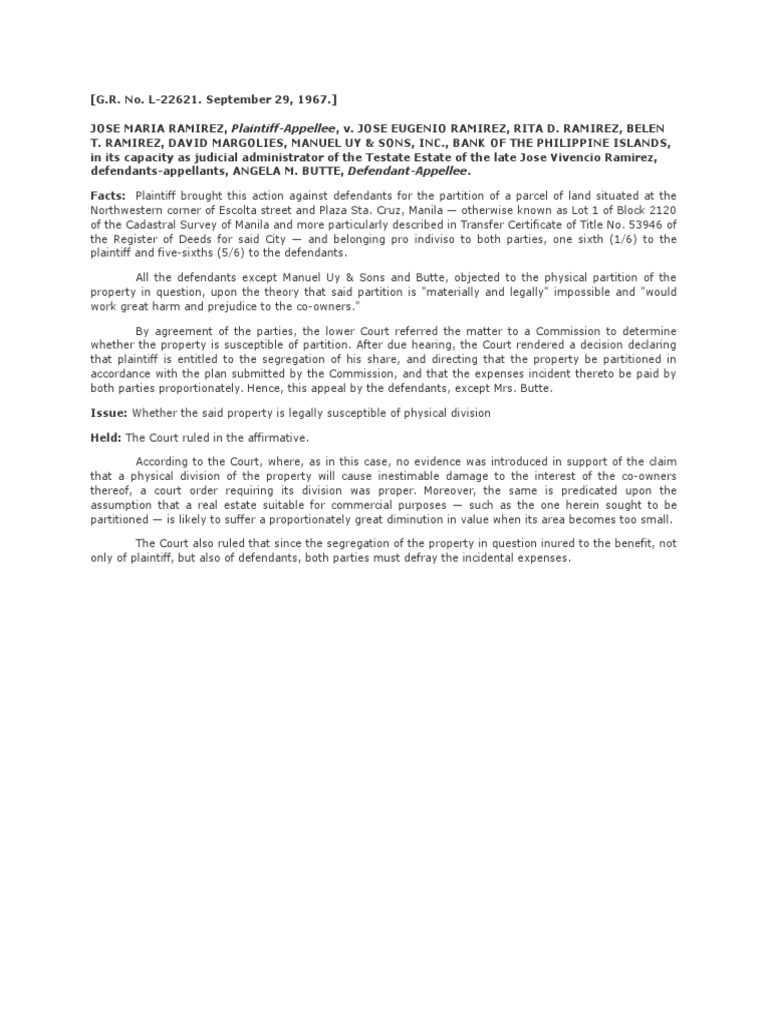 Ramirez Vs Ramirez Case Digest | PDF