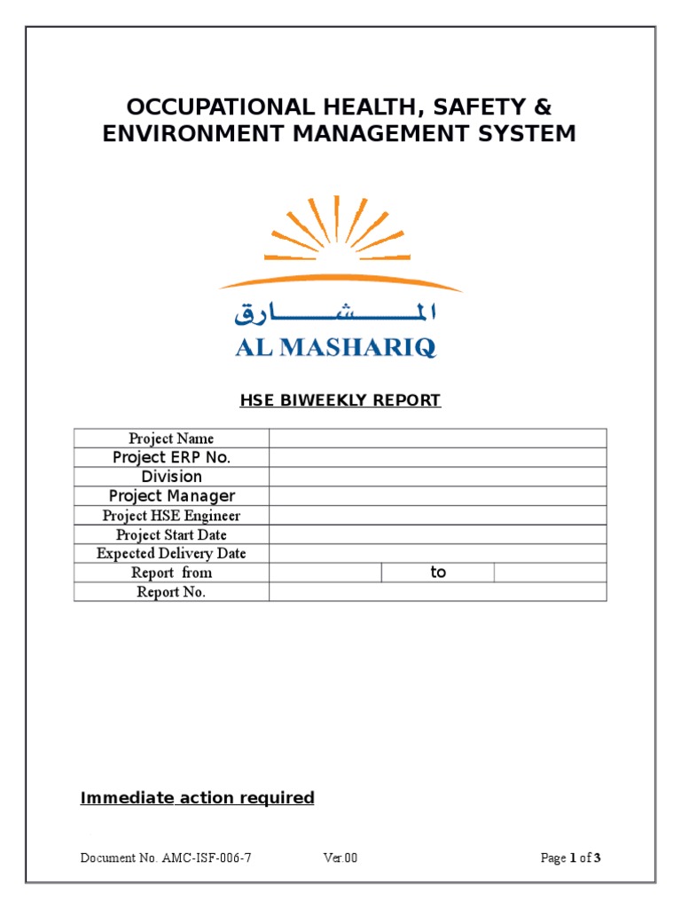 Occupational Health, Safety & Environment Management System: Hse ...