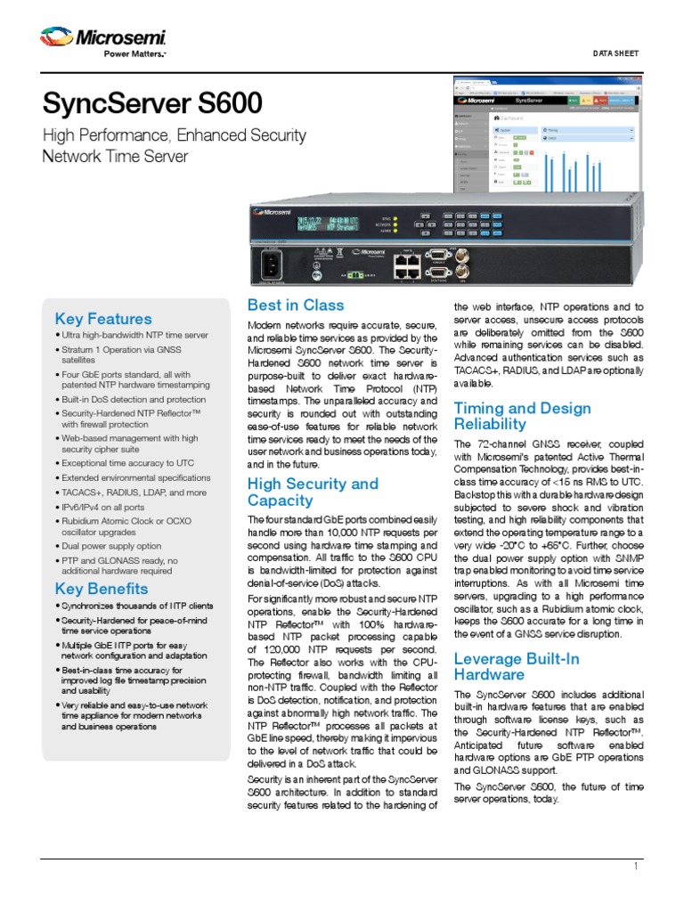 Syncserver S600: High Performance, Enhanced Security Network Time ...