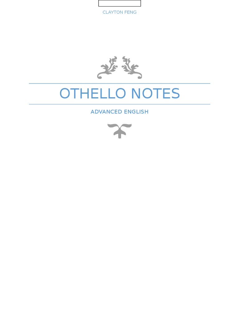 Othello Notes: Advanced English | PDF | Iago | Othello