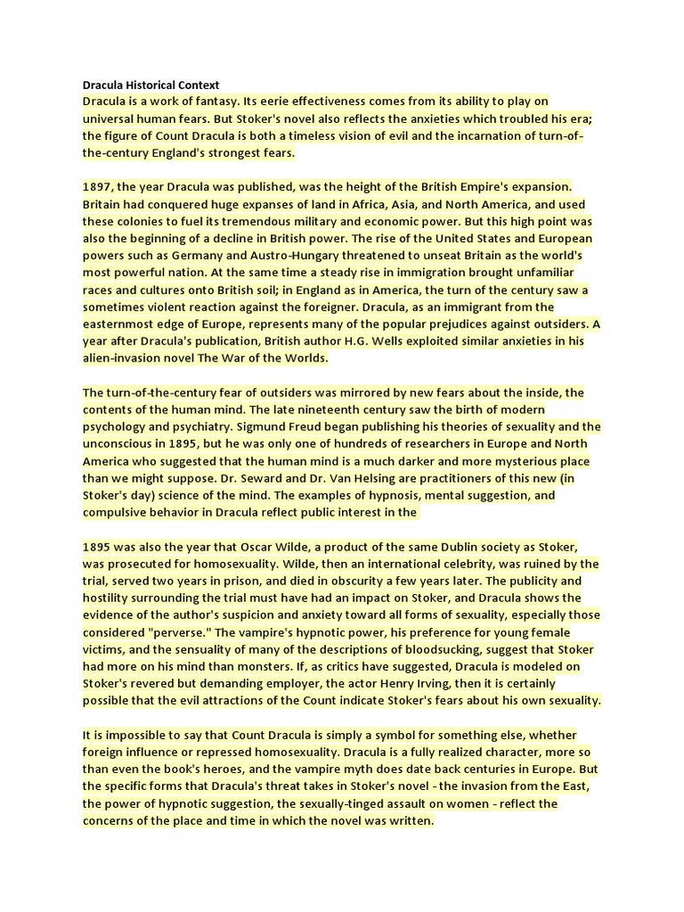 Historical Context of Dracula. | PDF | Dracula | Bram Stoker