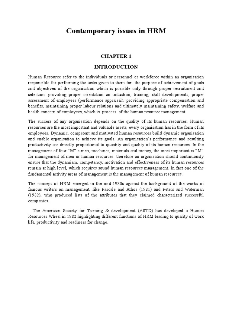 Contemporary Issues in HRM | PDF | Human Resource Management | Human ...