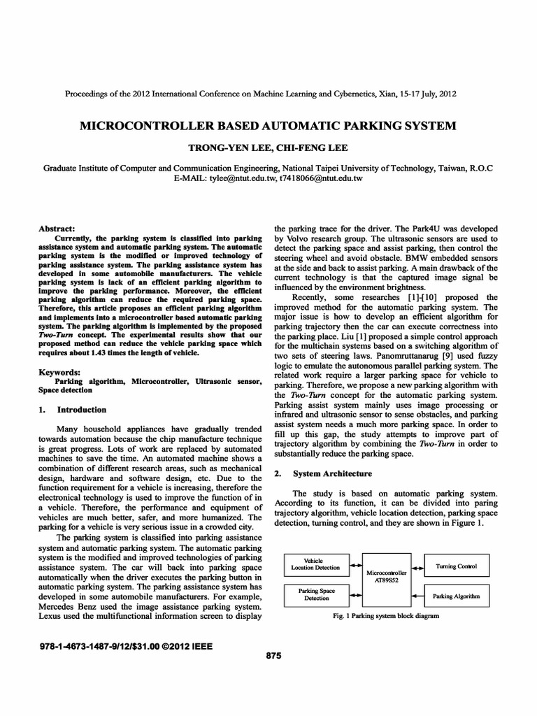 Microcontroller Based Automatic Parking System | PDF | Automation ...