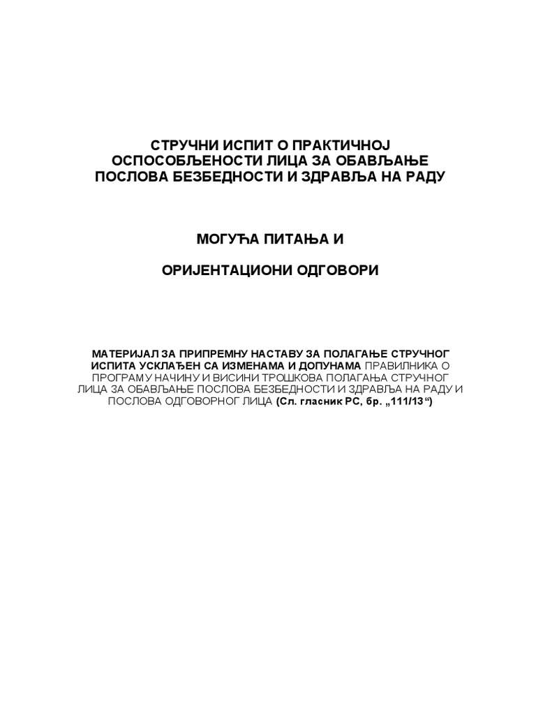 Orijentacioni - Odgovori.strucni - Ispit.bzr NAJNOVIJE | PDF