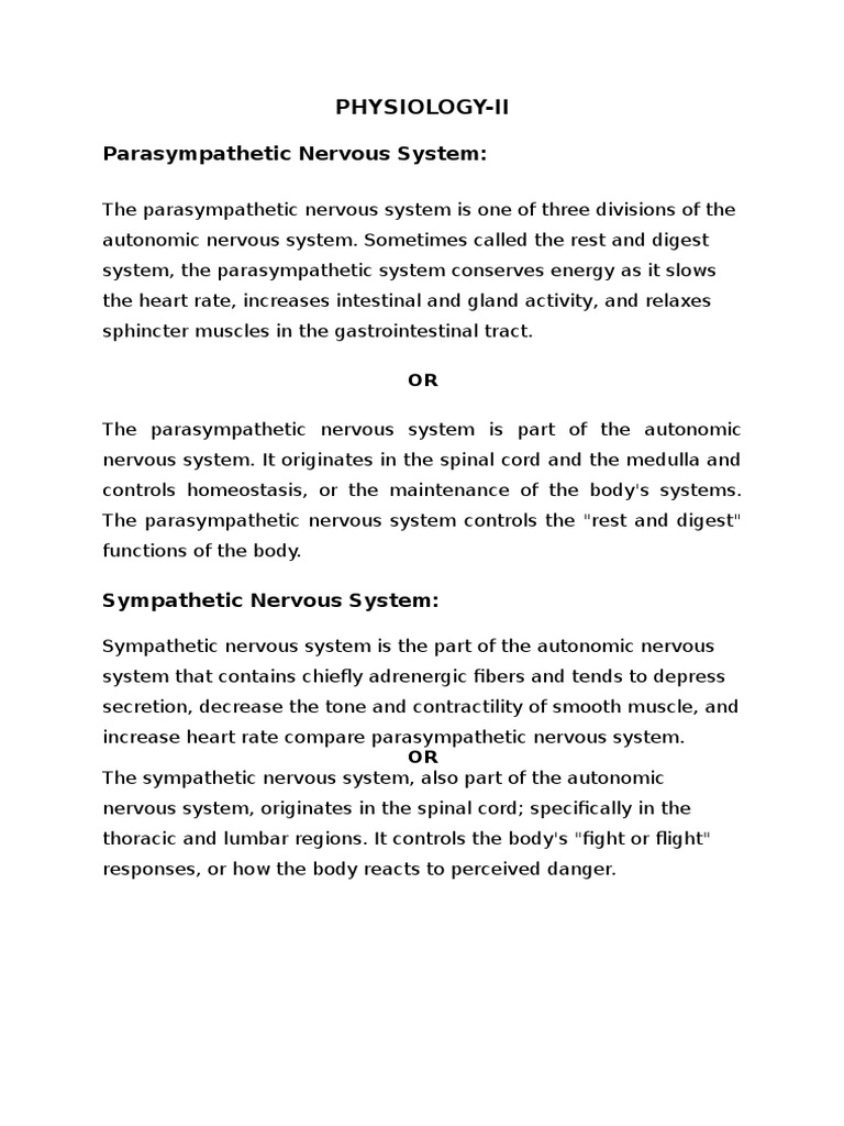 Parasympathetic vs. Sympathetic Functions | PDF | Autonomic Nervous ...