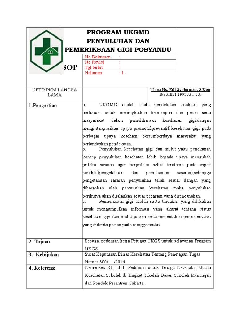 Sop Baru Ukgmd | PDF | Kesehatan Holistik