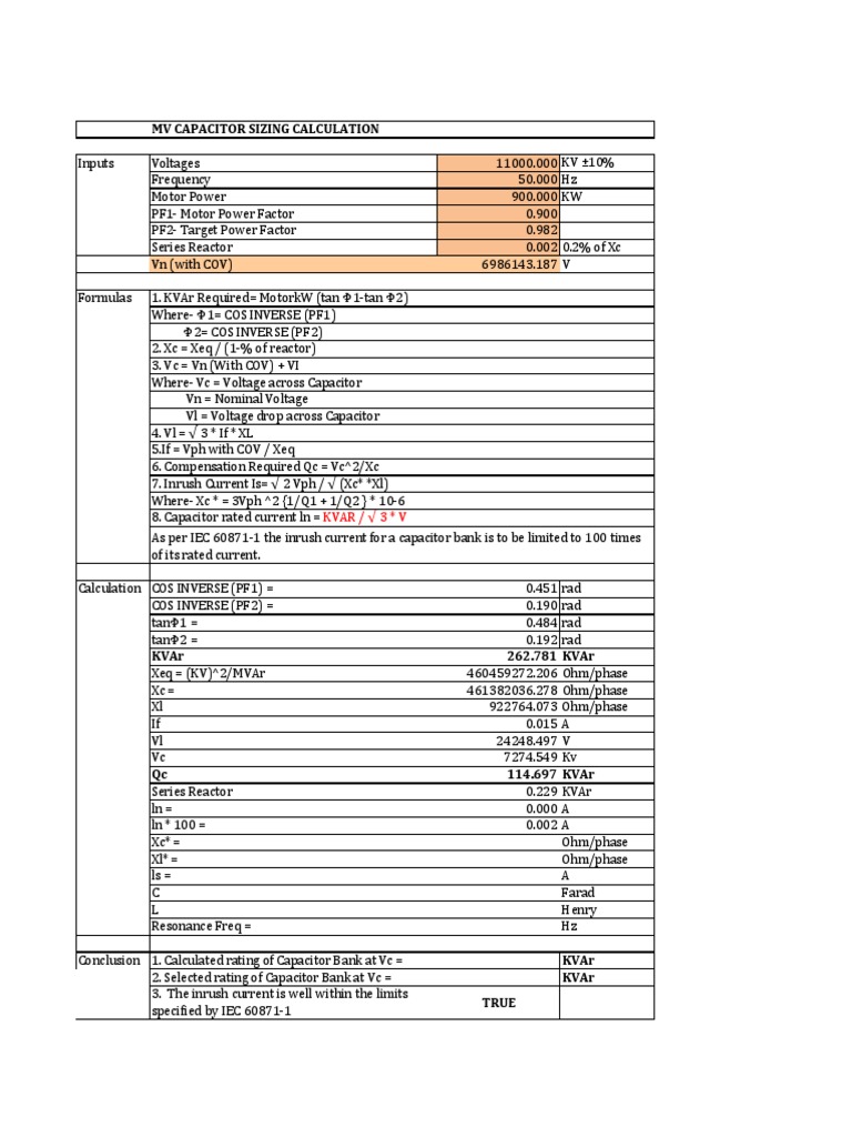 MV Capacitor Calculation | PDF | Capacitor | Electronic Engineering