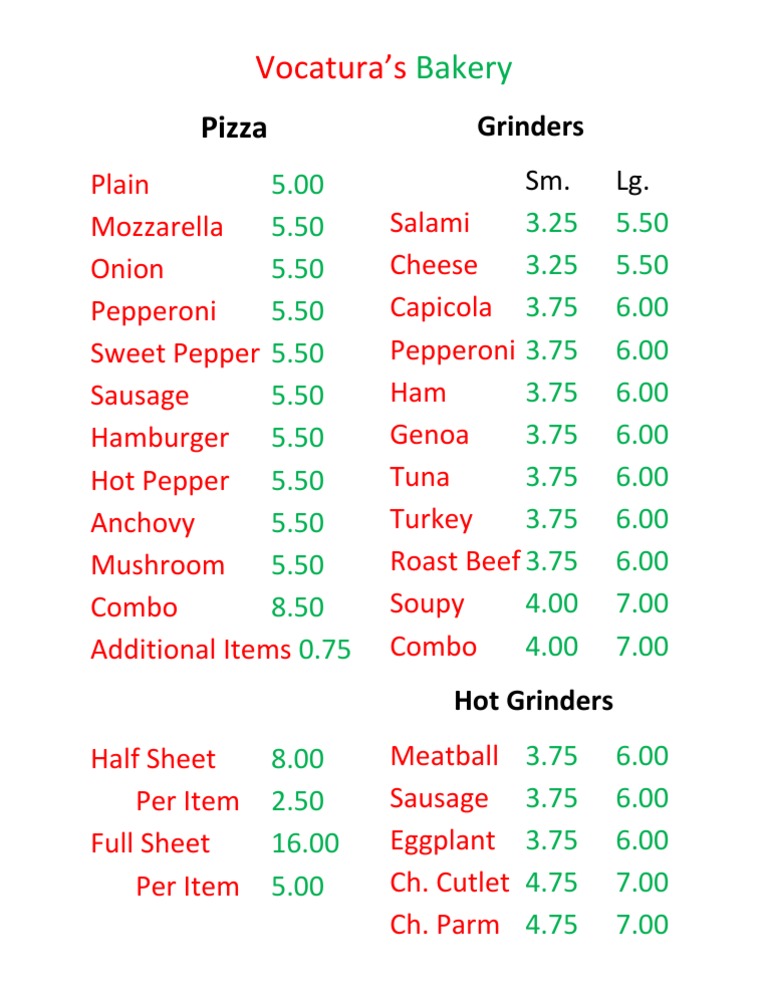 Vocatura's Menu | PDF | Pizza | European Cuisine