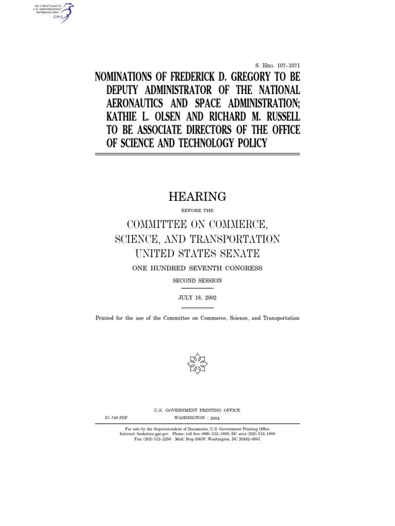 Hearing Committee On Commerce, Science, and Transportation United ...
