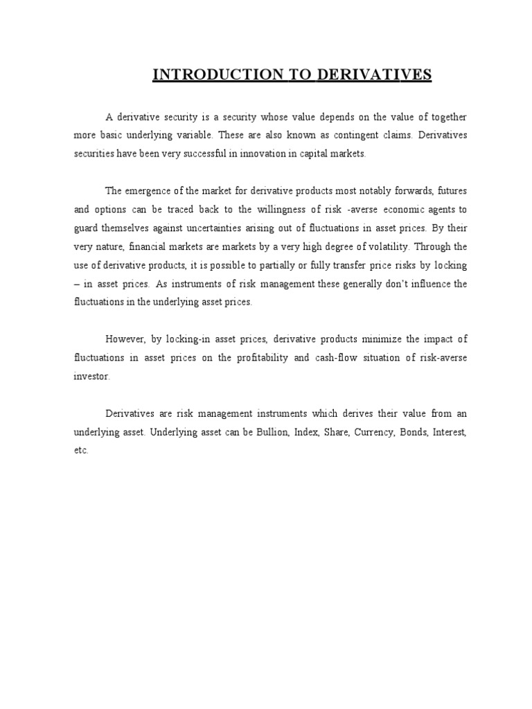 Introduction To Derivatives | PDF