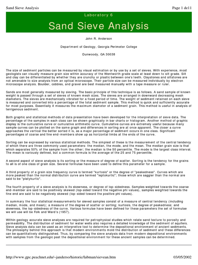 Clastics Sieves Descriptions | PDF | Science | Geology
