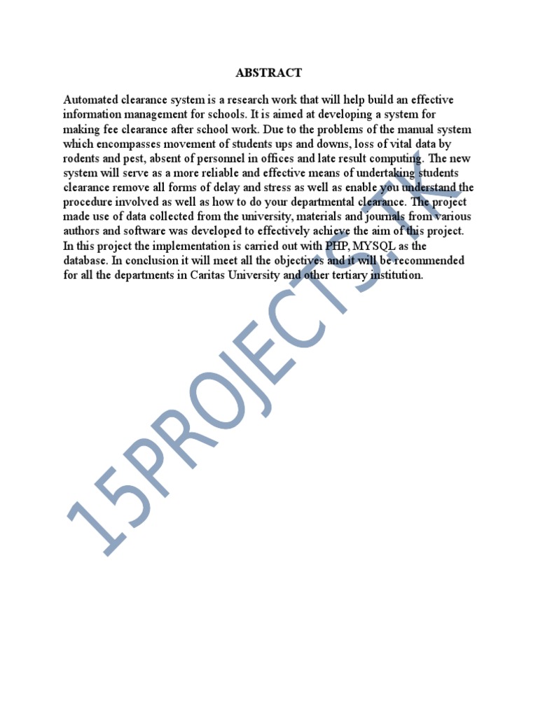 Design and Implementation of Automated Clearance System | PDF | World ...