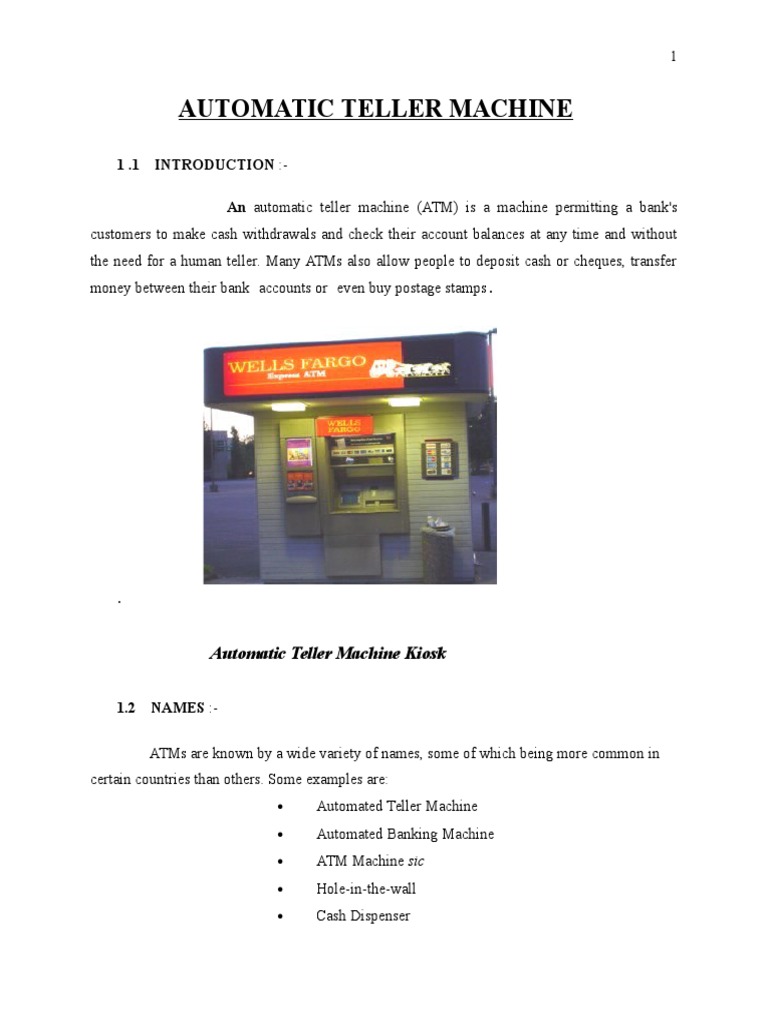 Automatic Teller Machine Kiosk | PDF | Automated Teller Machine ...