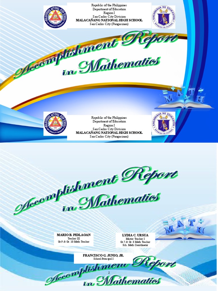 Accomplishment Report in Math 2015-2016 | PDF | Teaching Mathematics ...