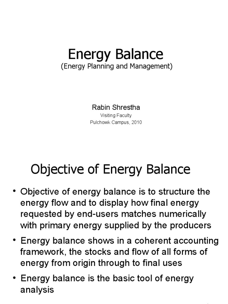 Energy Balance: (Energy Planning and Management) | PDF | Electricity ...
