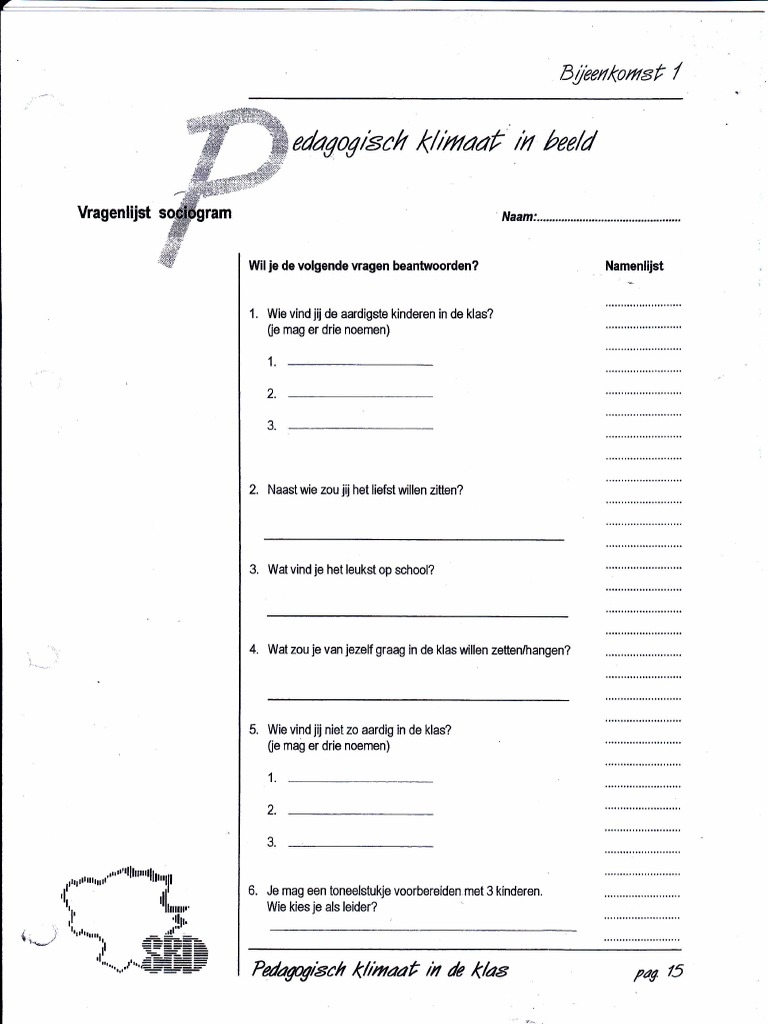 vragenlijst sociogram