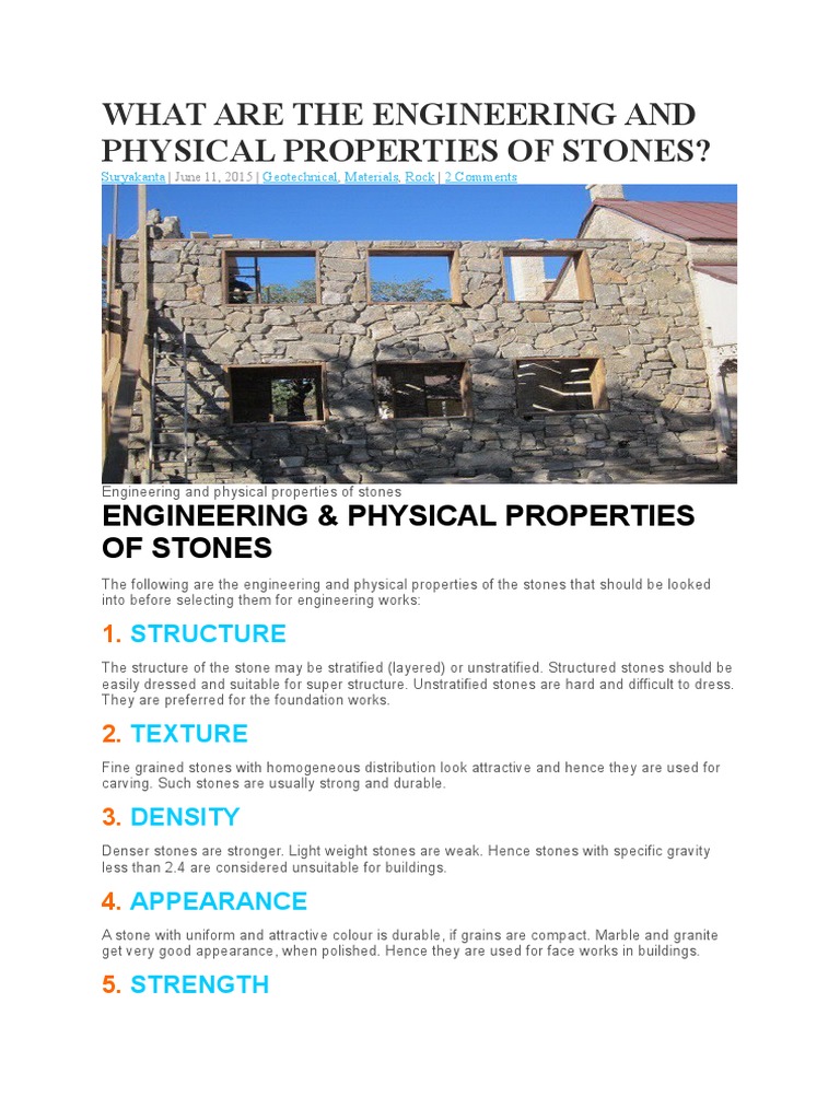 What Are The Engineering and Physical Properties of Stones | PDF ...