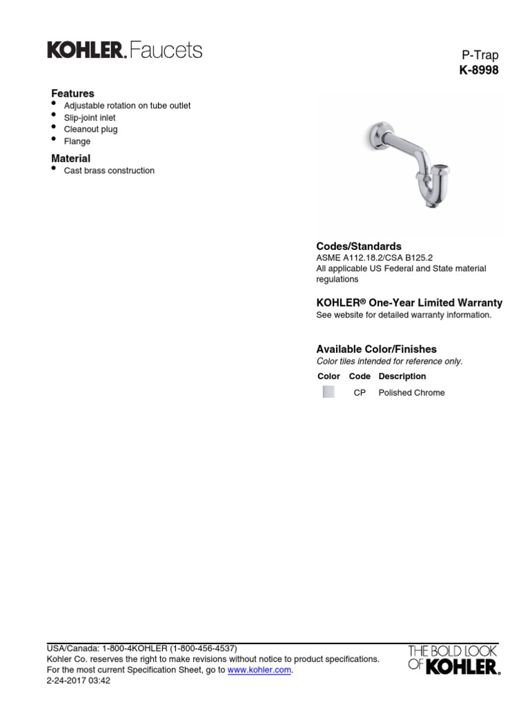 K-8998 P-Trap | PDF