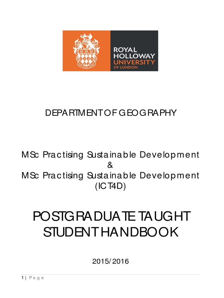 Postgraduate Taught Student Handbook: Department of Geography | PDF ...