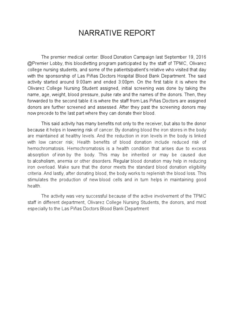 Narrative Report TPMC | PDF