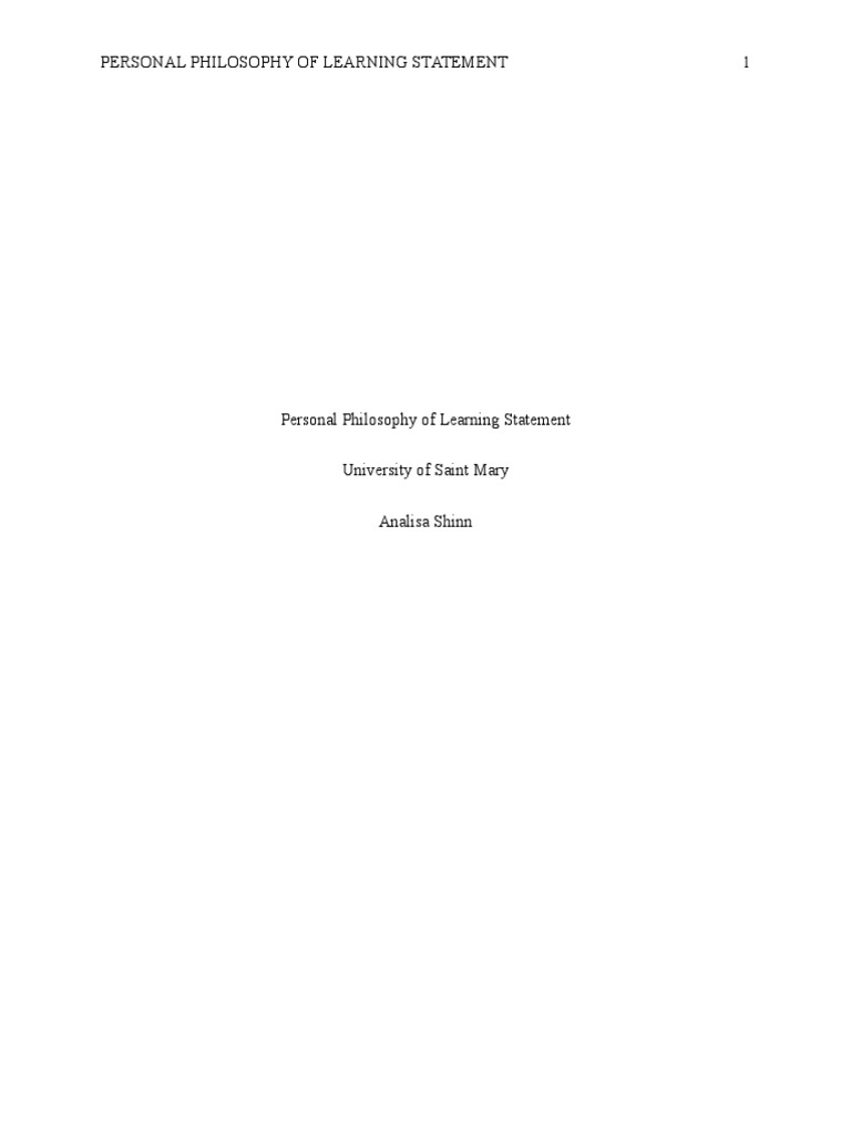 Philosophy Statement | PDF