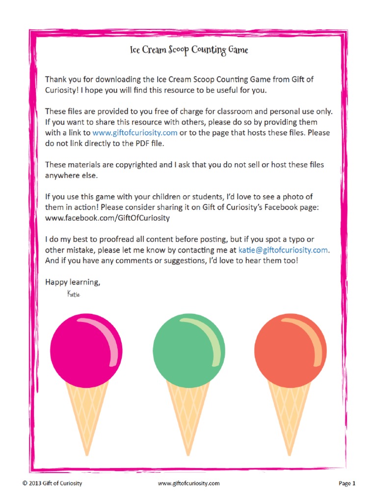 Ice Cream Scoop Counting PDF | PDF