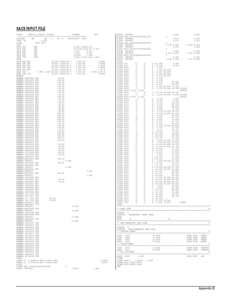 SACS Input File for Structural Analysis | PDF
