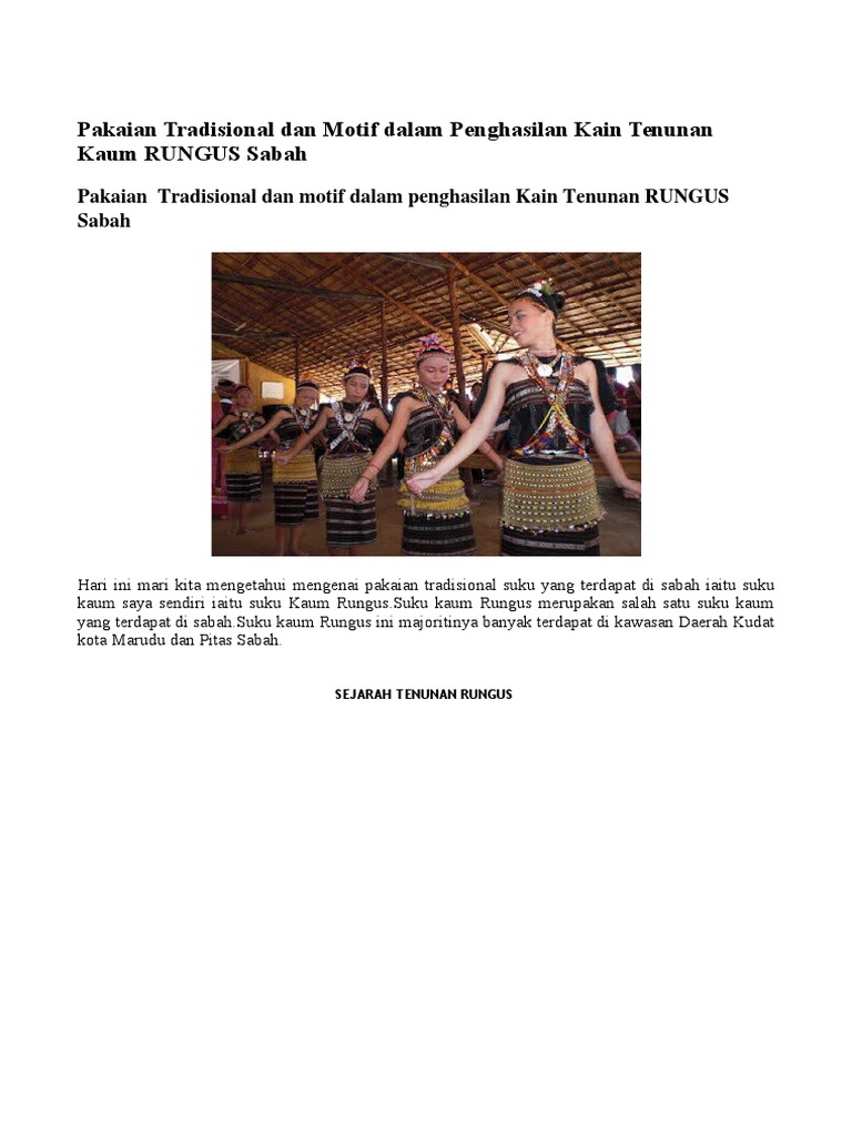 Pakaian Tradisional Dan Motif Dalam Penghasilan Kain Tenunan Kaum ...