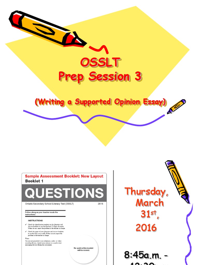 Osslt 2015 Prep Session 3 Writing A Supported Opinion Essay | PDF ...