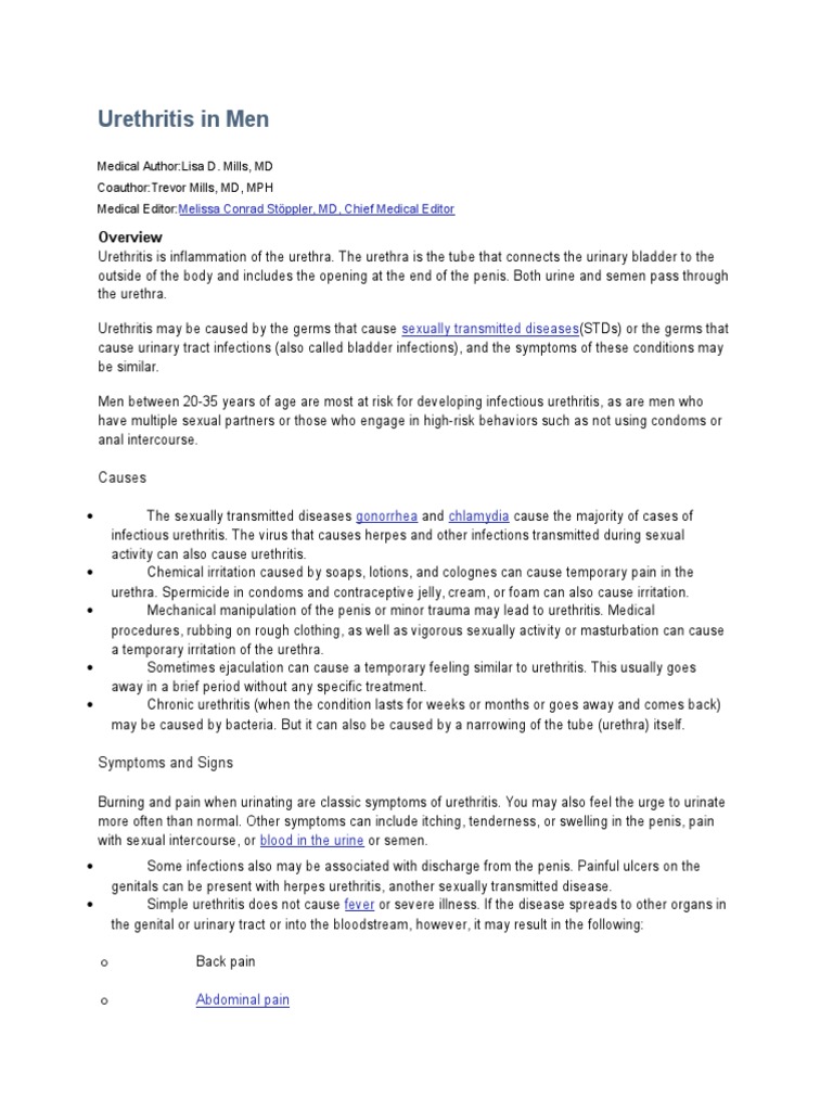 Urethritis Guide for Men | PDF | Sexually Transmitted Infection ...