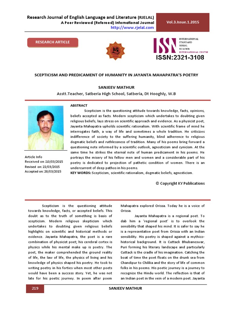 219-222 Sanjeev Mathur | PDF | Skepticism | Poetry