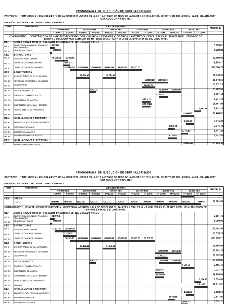 Cronograma De Ejecución De Obra Valorizado: Parcial S/