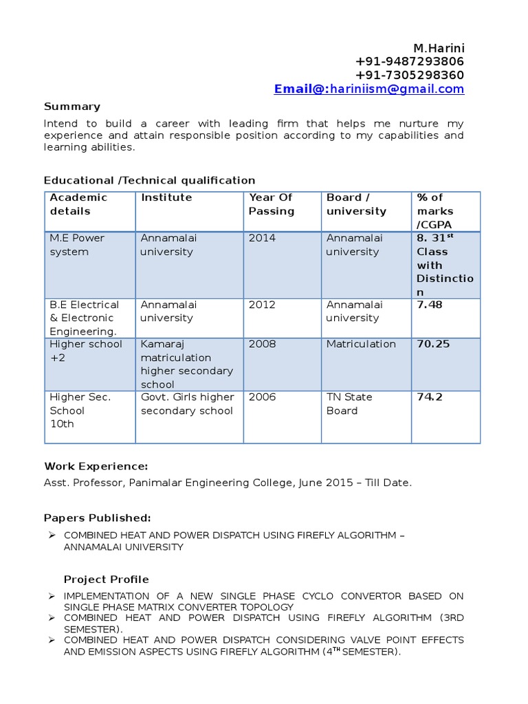 Email@:: M.Harini +91-9487293806 +91-7305298360 | PDF | Secondary School | Computing And ...