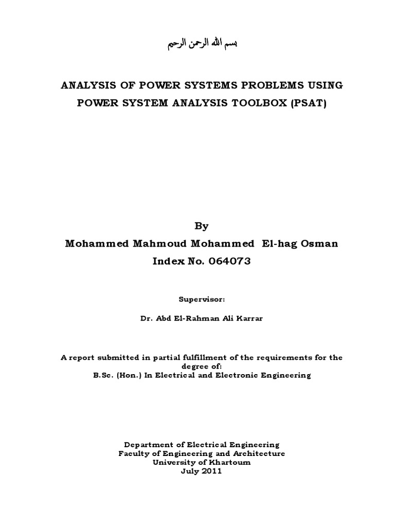 Analysis of Power Systems Problems Using Power System Analysis Toolbox ...