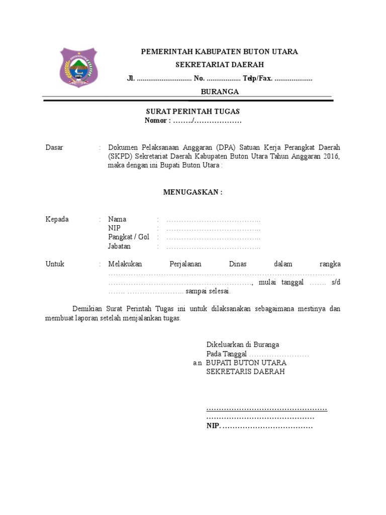 Blangko Surat Perintah Tugas | PDF
