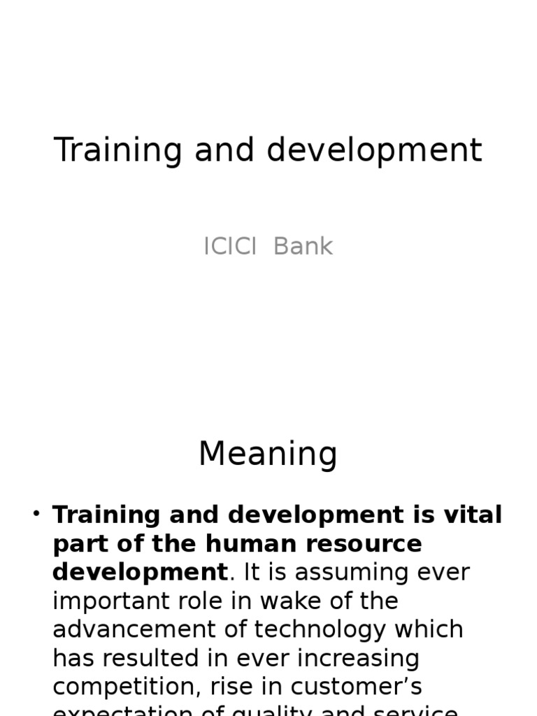 Training and Development in Icici Bank | PDF | Banks | Business