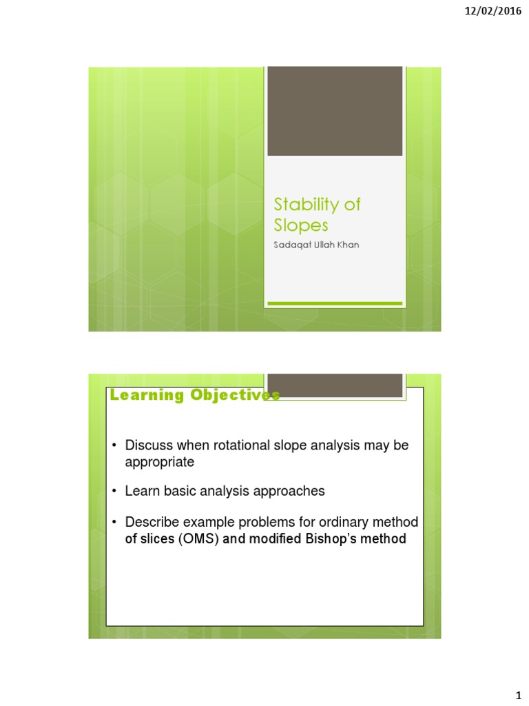 Stability of Slopes | PDF | Mechanical Engineering | Civil Engineering