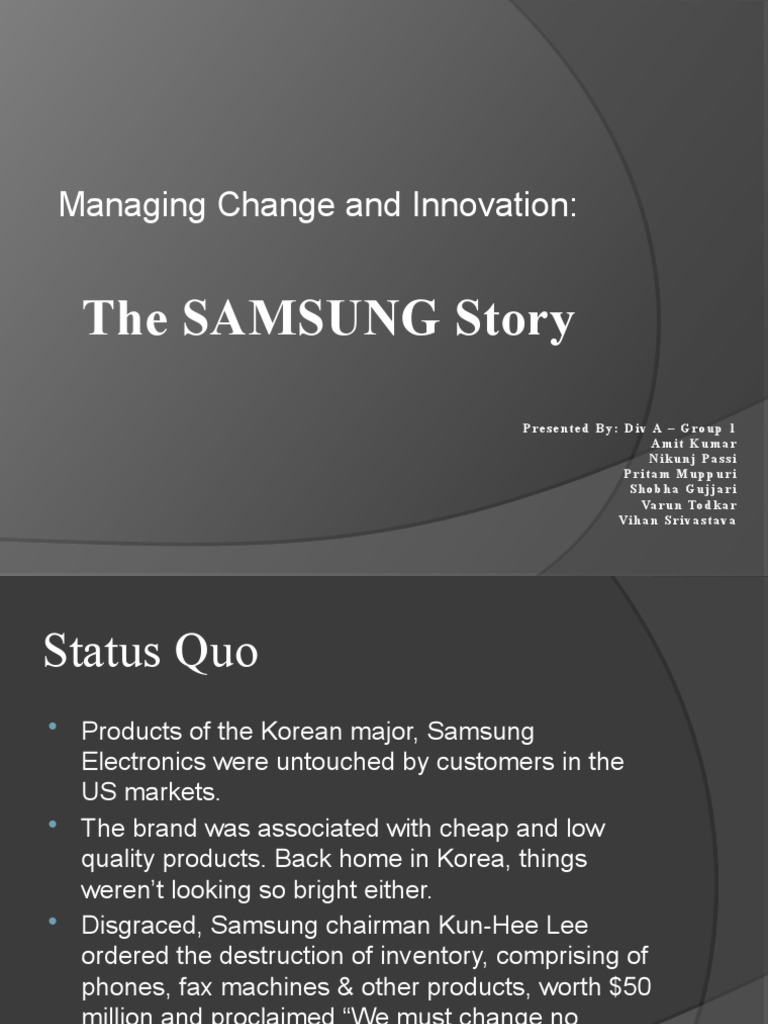 The SAMSUNG Story: Managing Change and Innovation | PDF | Samsung ...