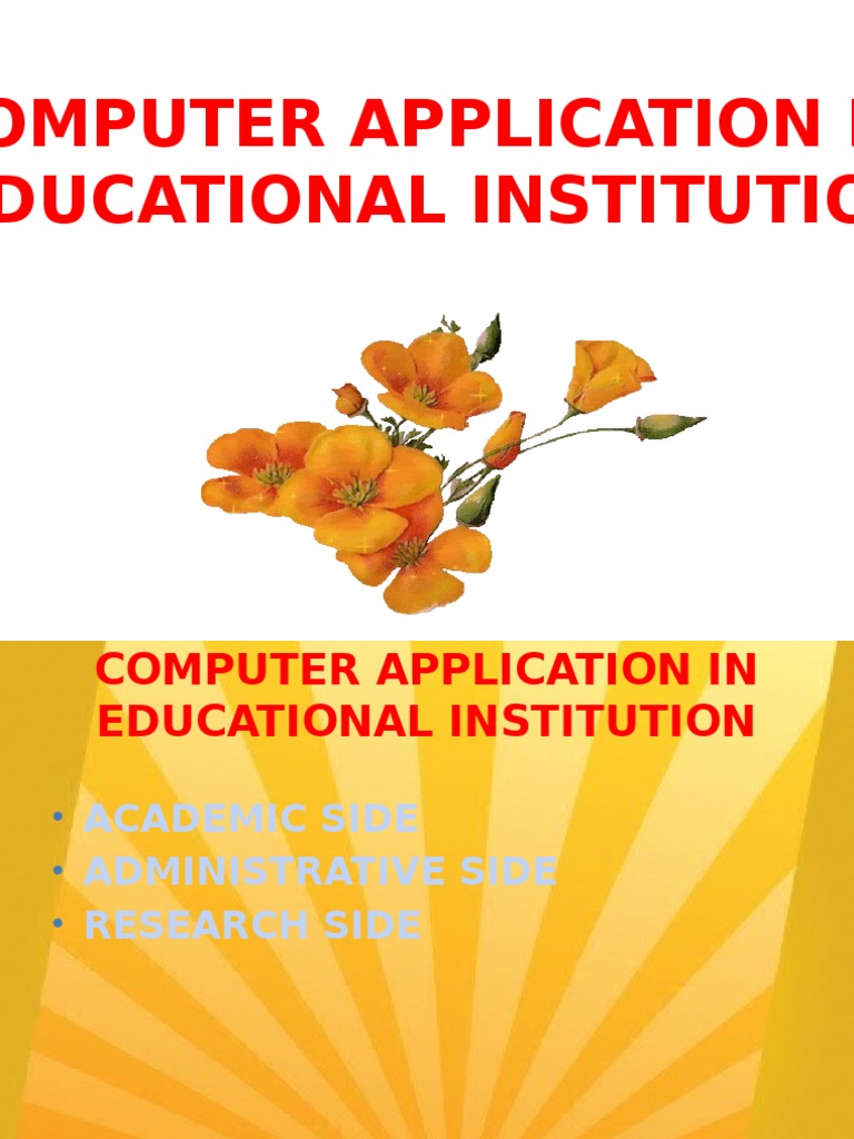Computer Application in Educational Institution | PDF | Educational ...