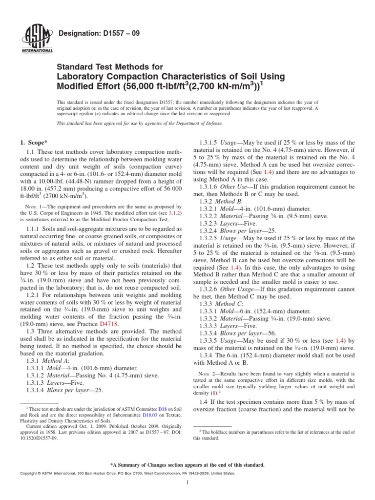 Astm D 1557 - 09 PDF | PDF | Nature | Materials