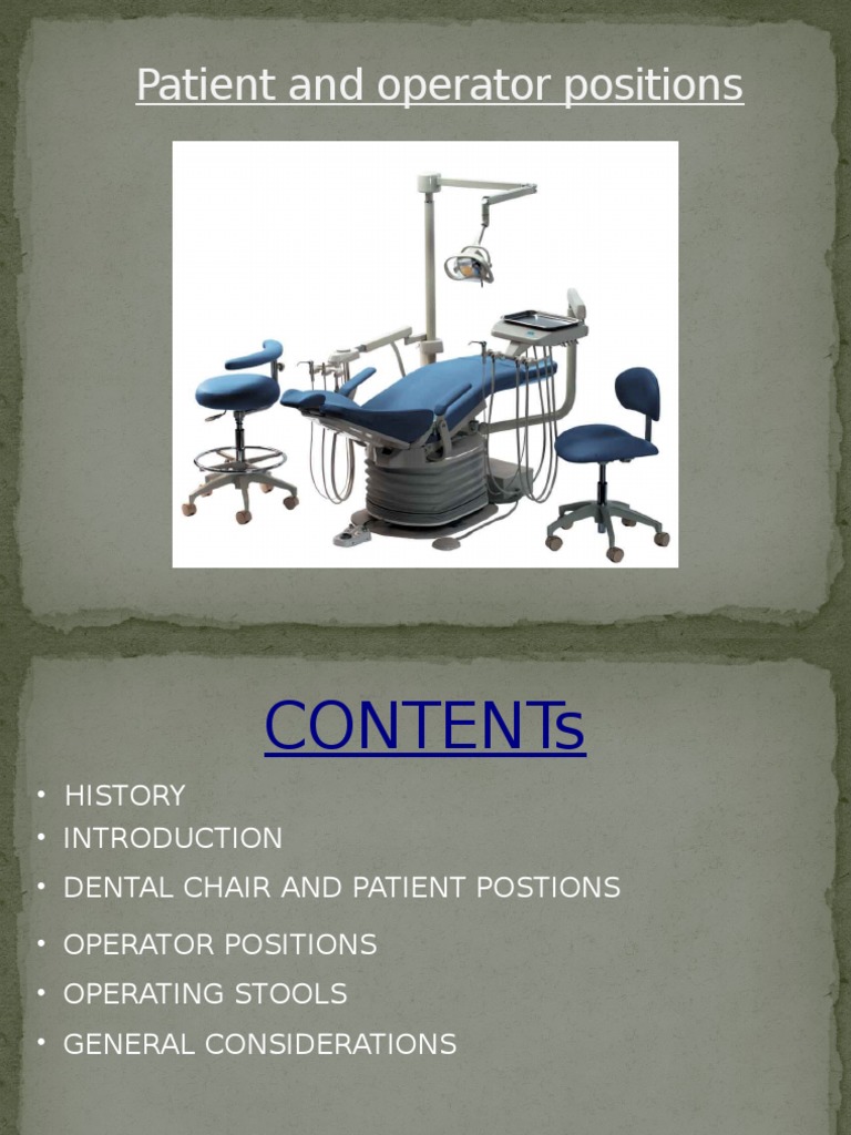 Patient and Operator Positions in Dentistry | PDF | Chair | Anatomical ...