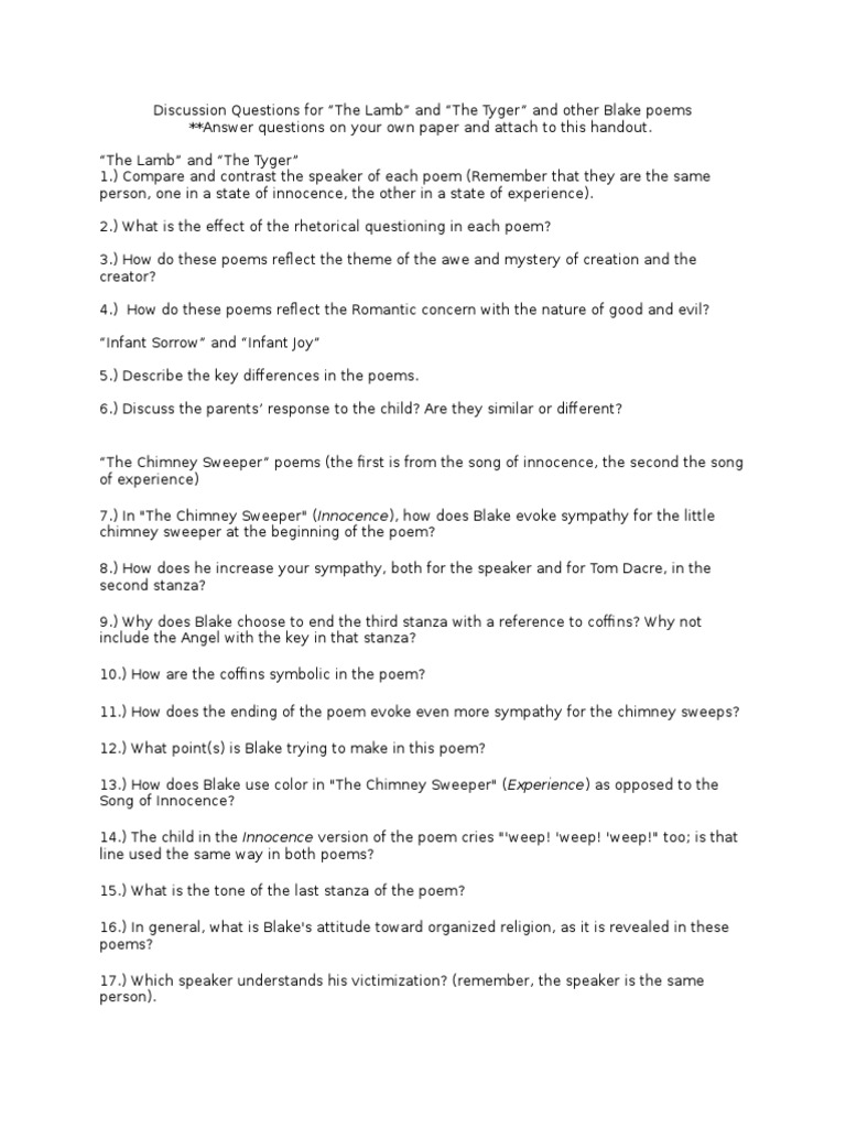 Blake Questions | PDF