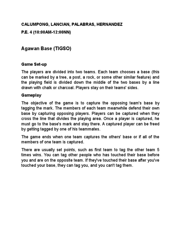 Agawan Base (TIGSO) : Calumpong, Lancian, Palabras, Hernandez P.E. 4 ...