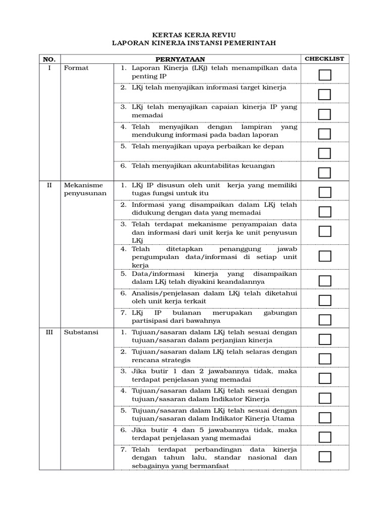 Kertas Kerja Reviu | PDF | Bisnis