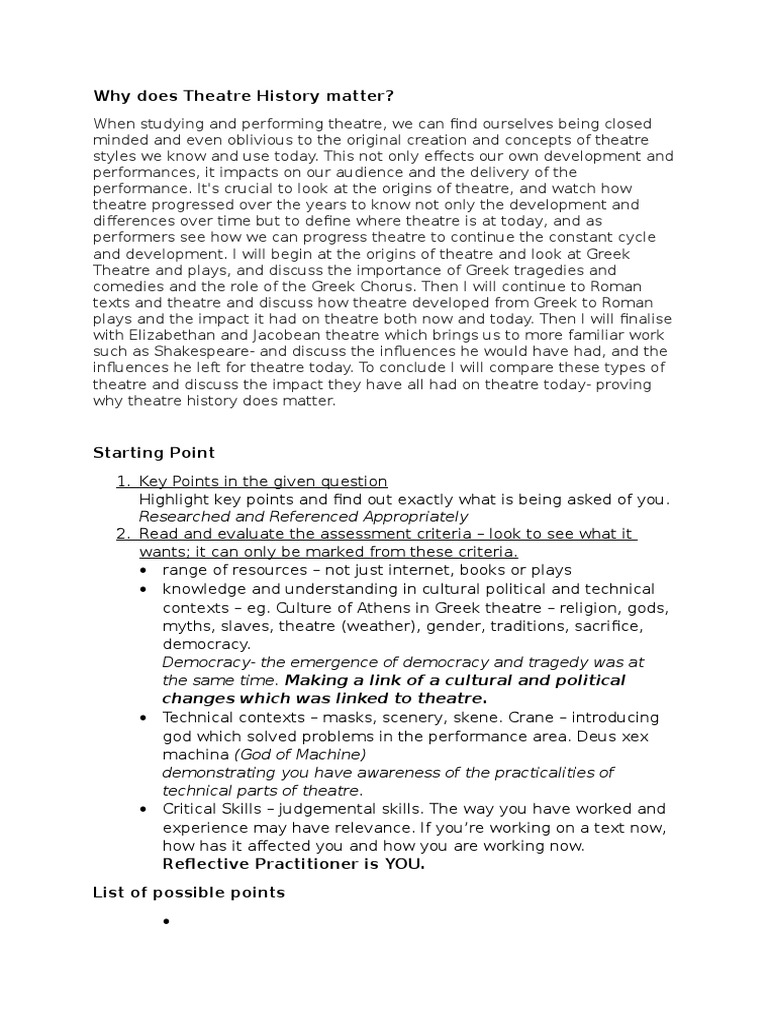 Why Does Theatre History Matter?: Researched and Referenced ...