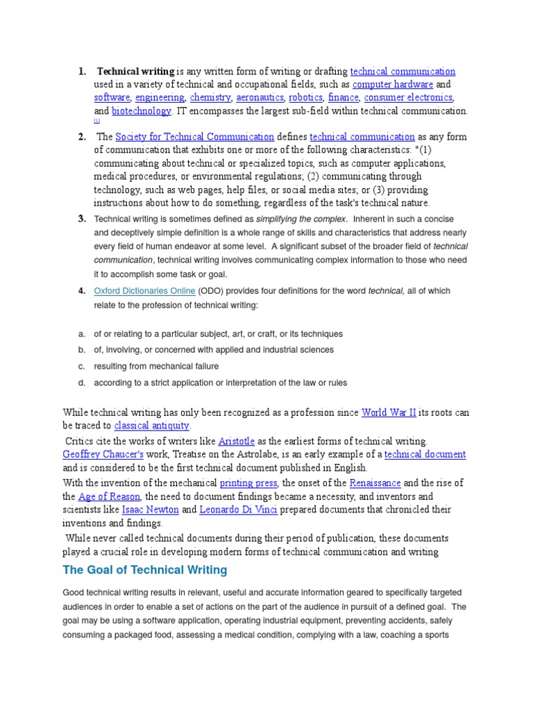 Technical Writing Meaning Characteristics | PDF | Technical ...