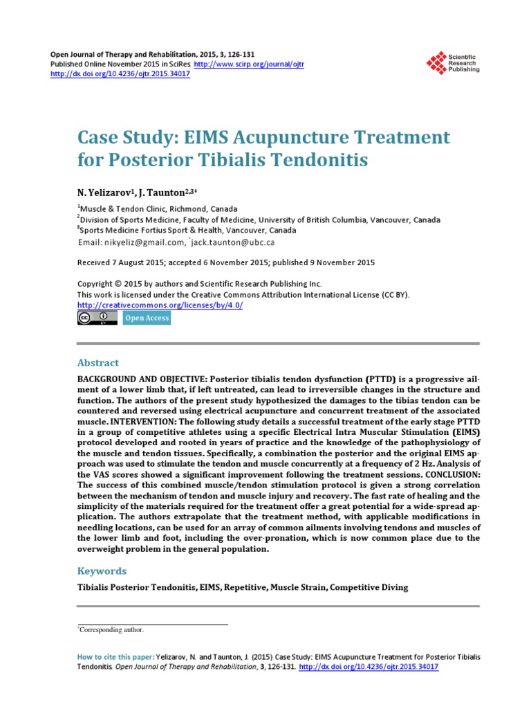 Posterior Tibialis Tendonitis Study | Download Free PDF | Acupuncture ...