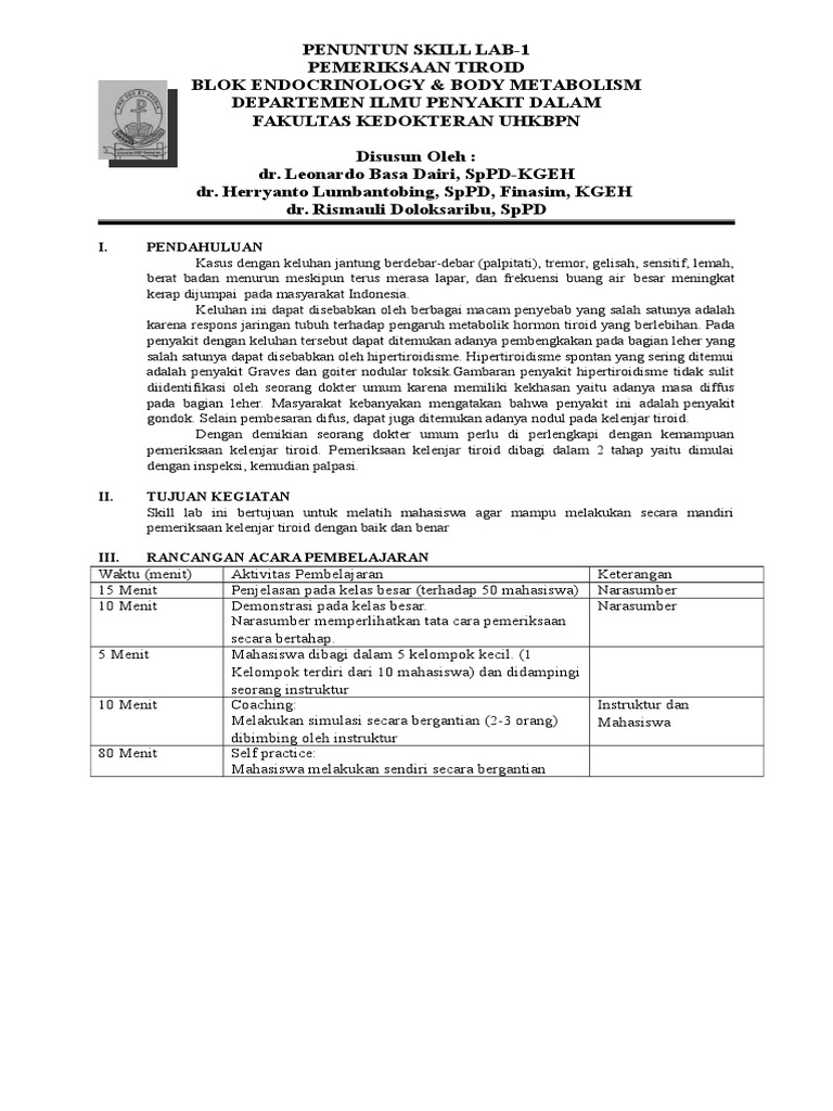 Skills Lab 1-Pemeriksaan Tiroid | PDF | Kesehatan Holistik