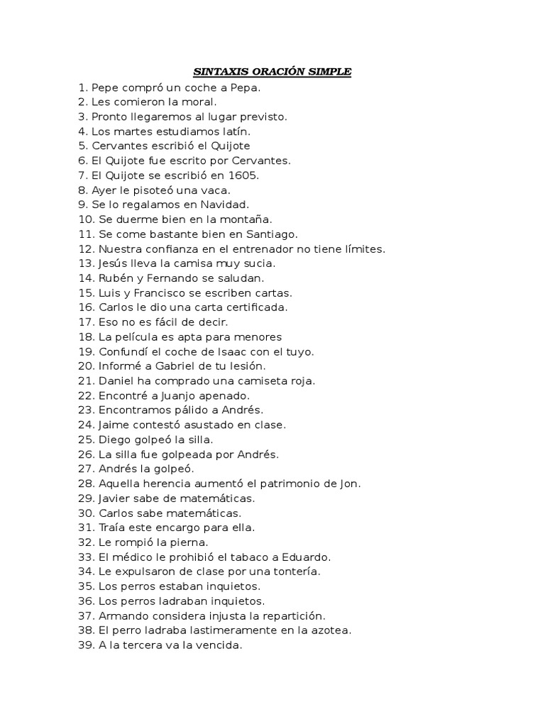 Sintaxis Oración Simple