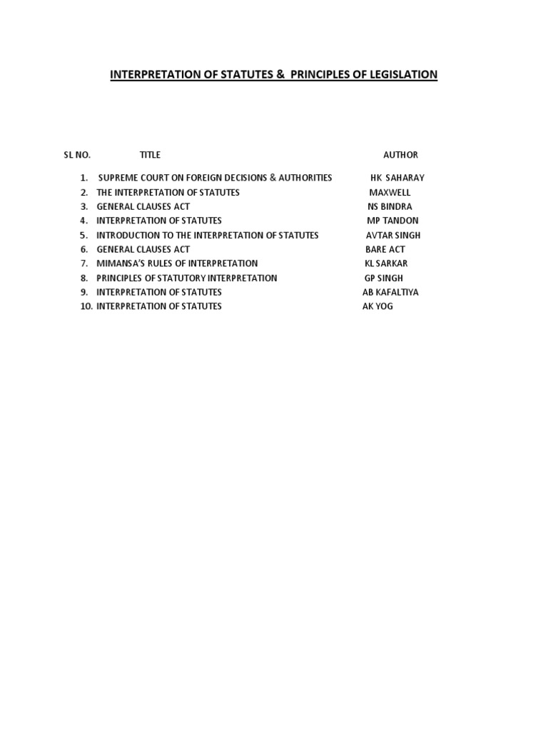 Key Texts on Statutory Interpretation | PDF | Politics | Law